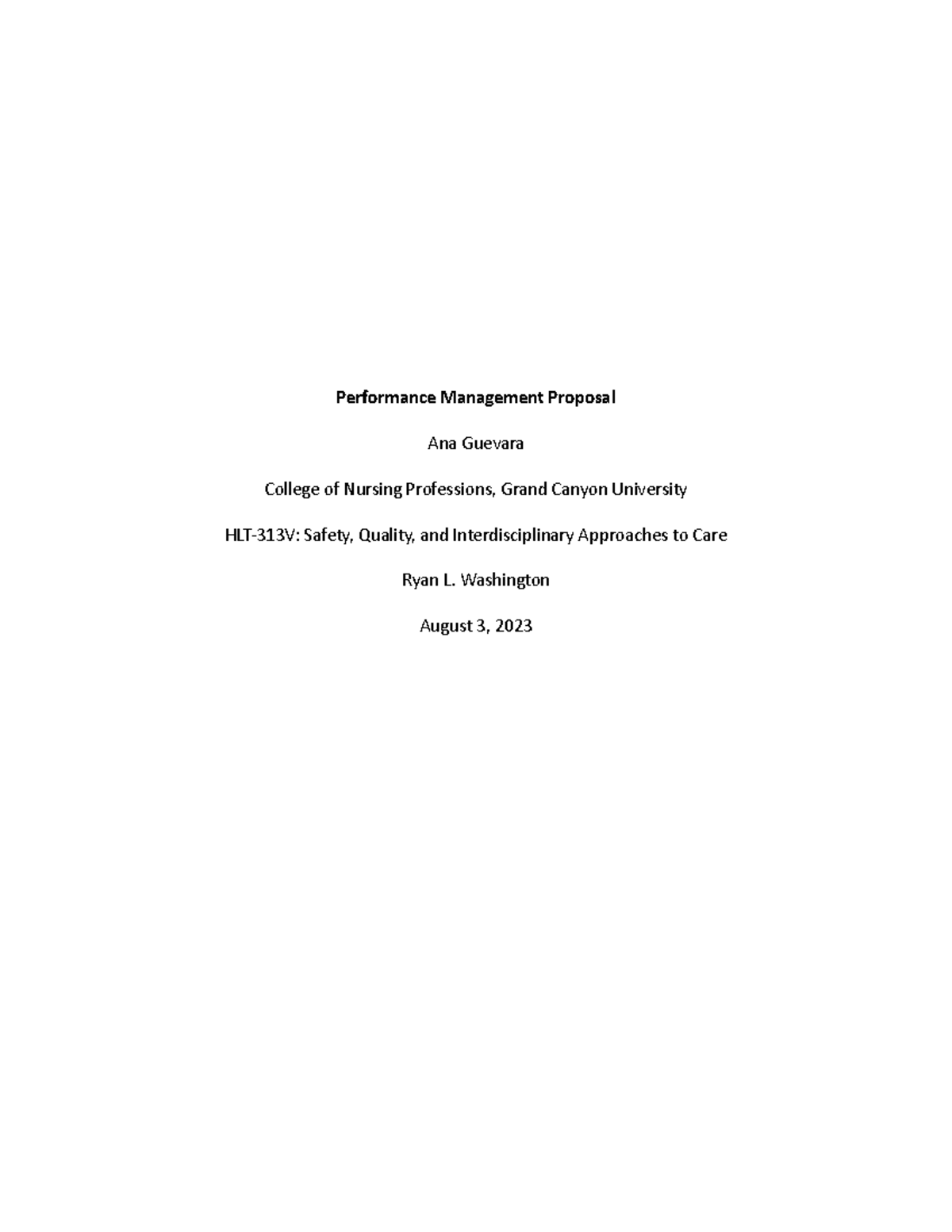 Ana Guevara HLT 313wk5Performance Proposal - Performance Management ...