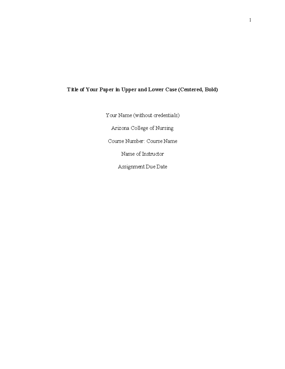 APA 7th Edition Paper Template Rnbsn - 1 Title of Your Paper in Upper ...