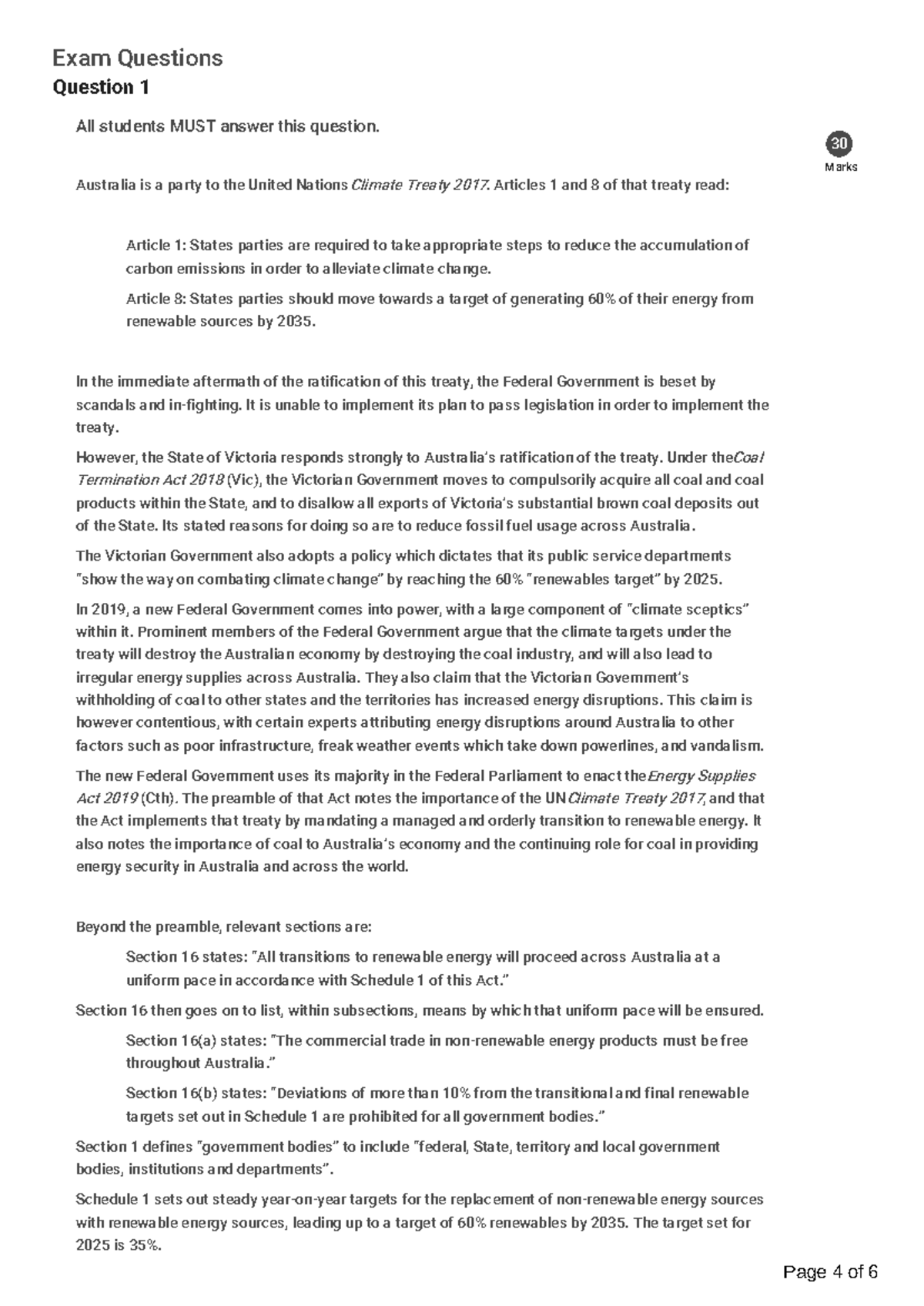 Self revision practice exam Semester 2, 2019 - Exam Questions Question 1 All students MUST ...