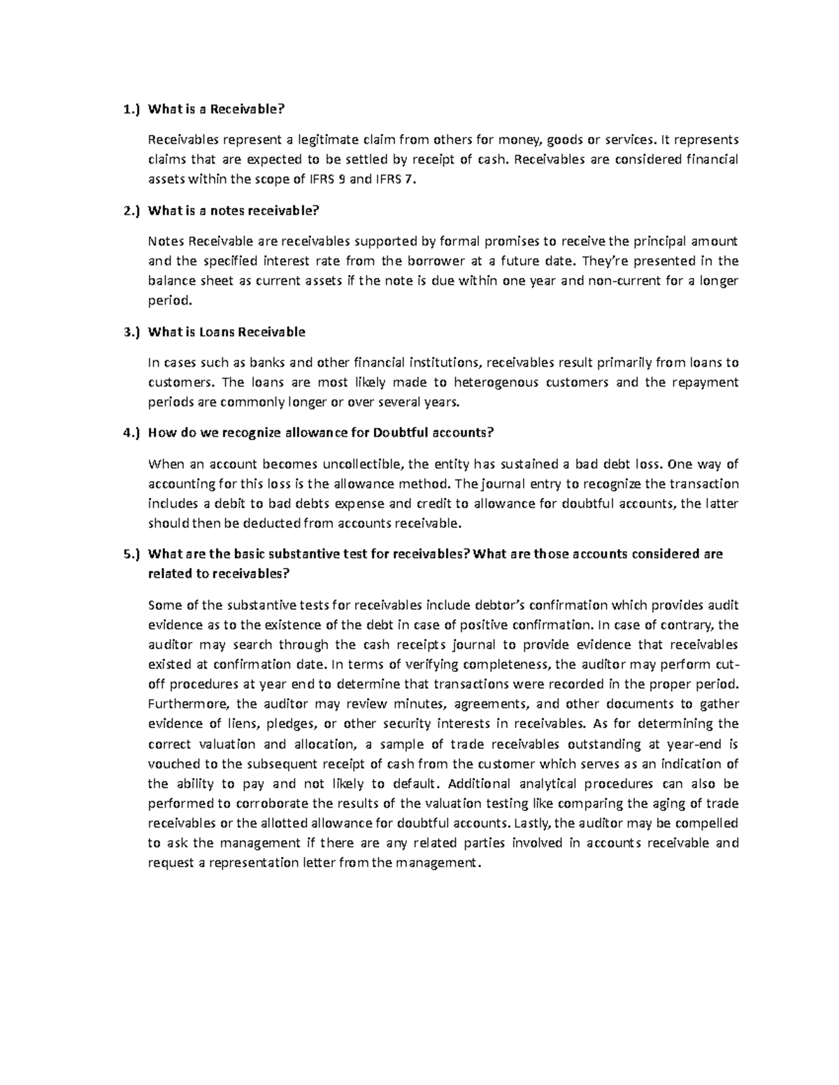 Essay Receivables - None - 1.) What is a Receivable? Receivables ...