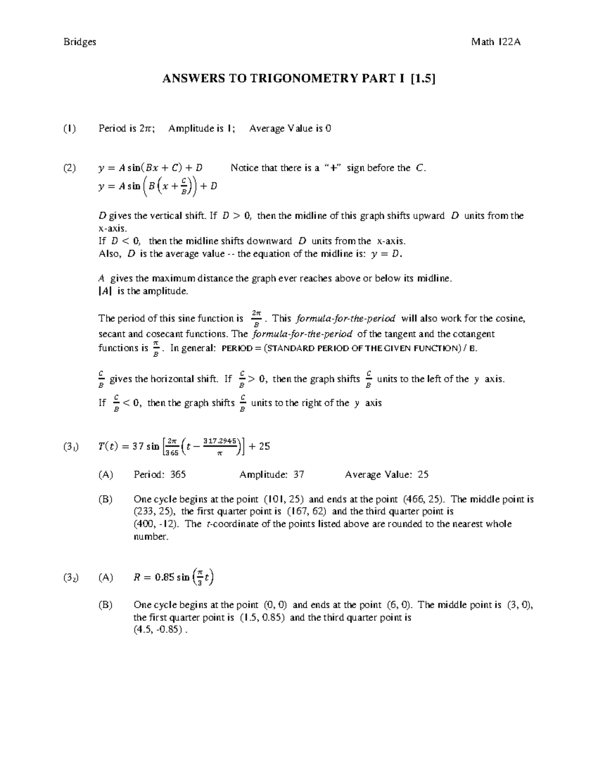 Trig I Solu - Answers to trigonometry part 1 (1.5) - Bridges Math 122A ...