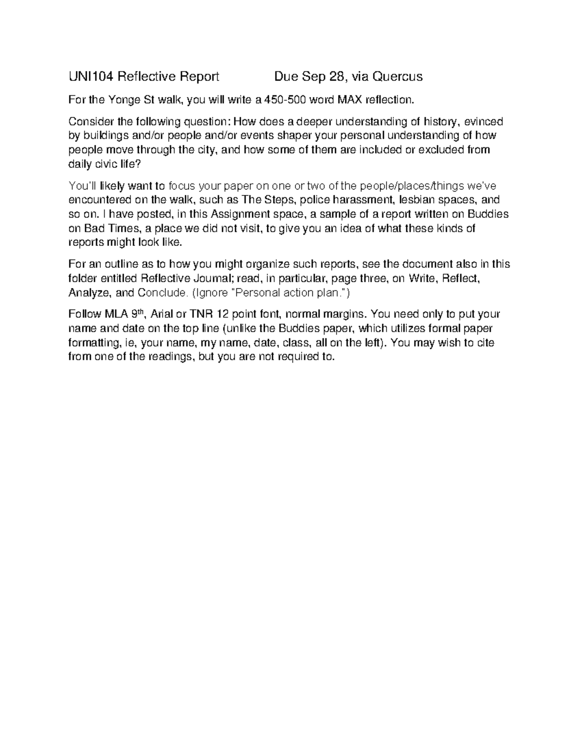 104 23 F Reflective report - UNI104 Reflective Report Due Sep 2 8 , via ...