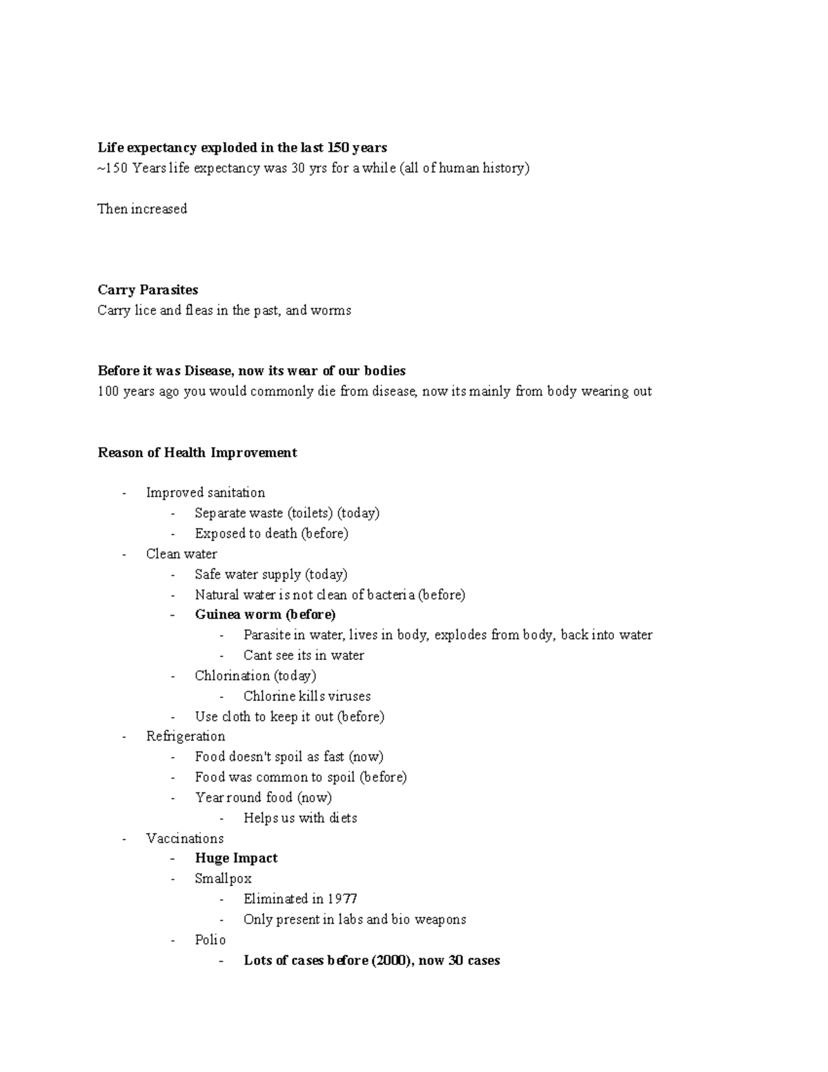 BPS1101 Notes - Life expectancy exploded in the last 150 years ~150 ...