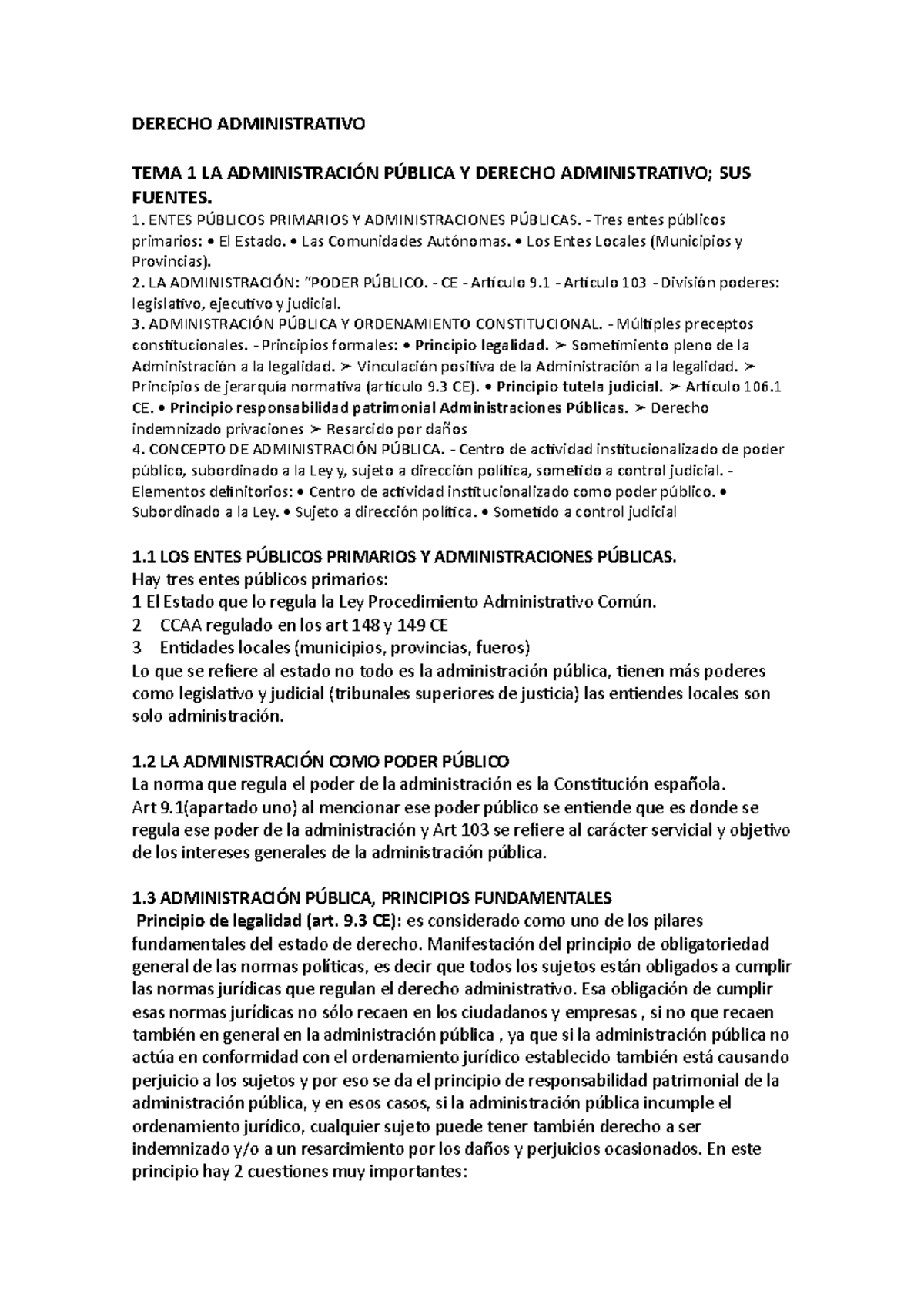 Temas Derecho Administrativo - DERECHO ADMINISTRATIVO TEMA 1 LA ADMINISTRACIÓN PÚBLICA Y DERECHO ...