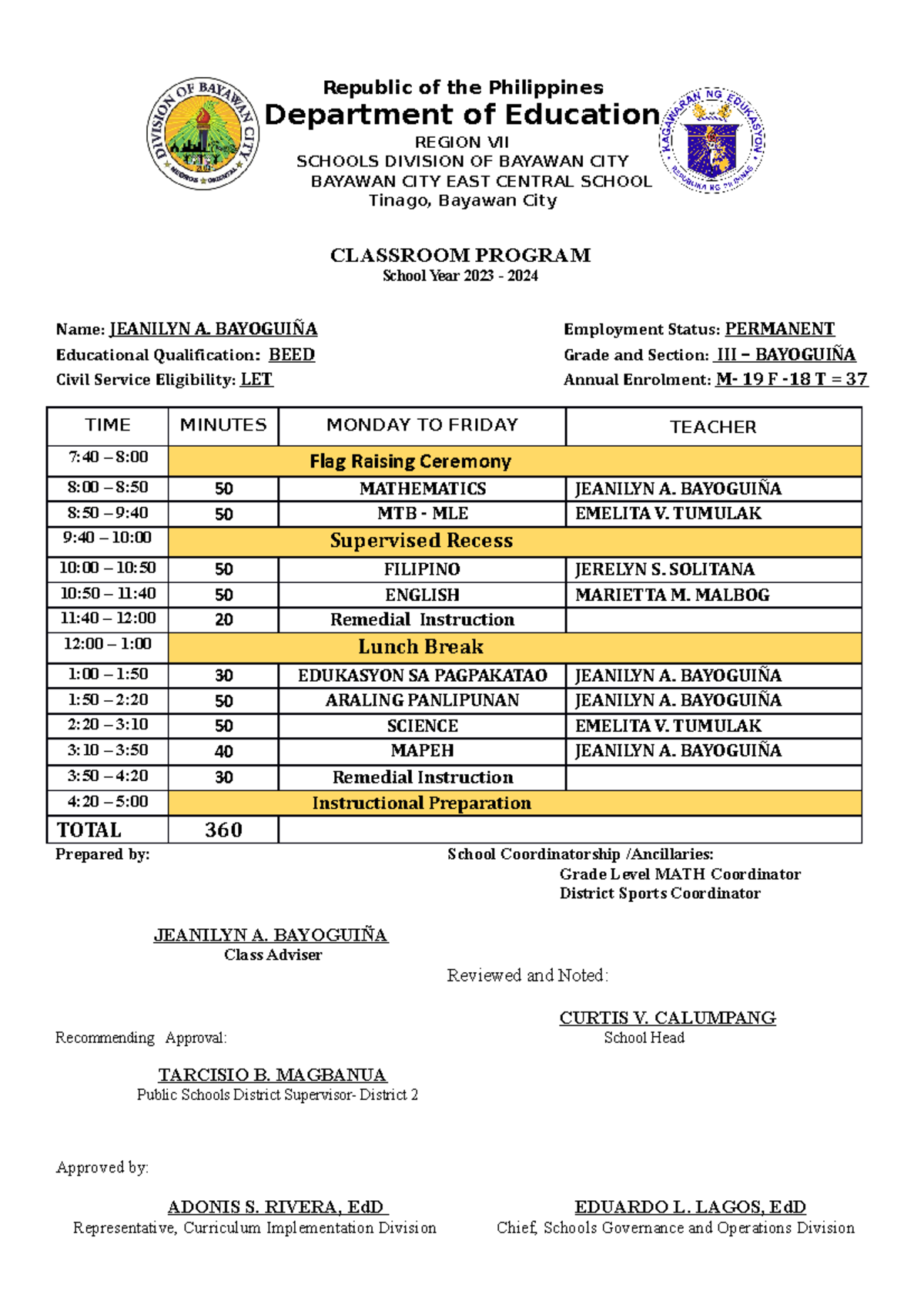 Classroom- Programjab - Department of Education REGION VII SCHOOLS ...