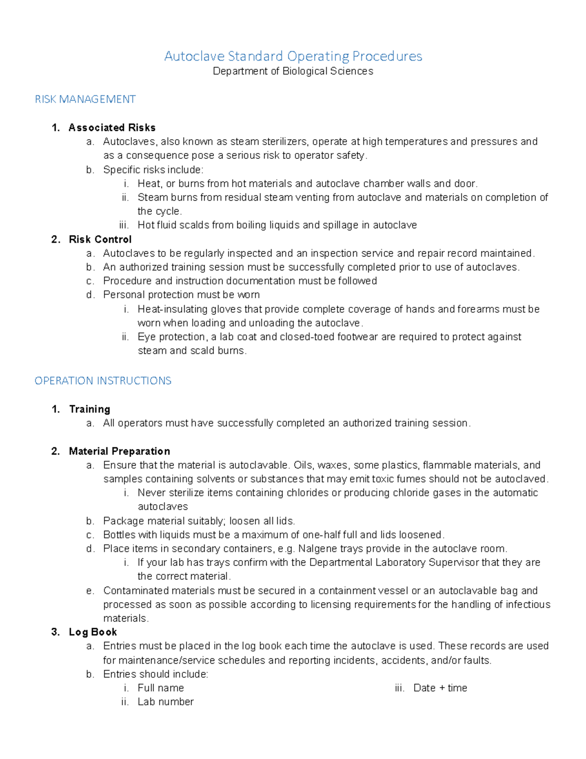 Autoclave-safety - Biosafety levels followed in microbiology laboratory ...