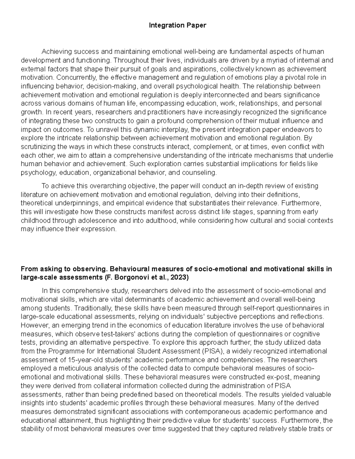 Integration Paper - Integration Paper Achieving success and maintaining ...