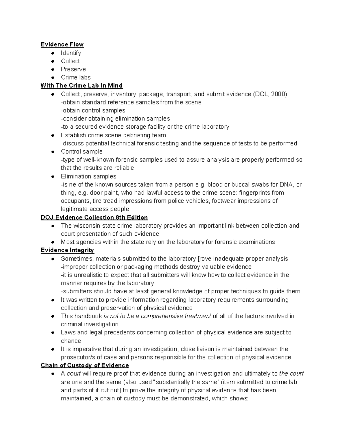 Crime Lab - Evidence Collection And Preservation - Professor Schlicht ...