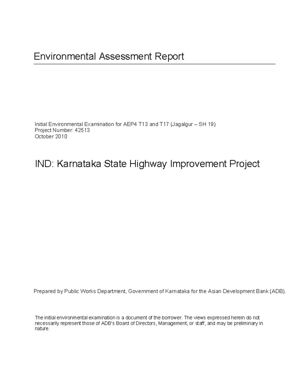 Karnataka State Highway EIA - The initial environmental examination is ...