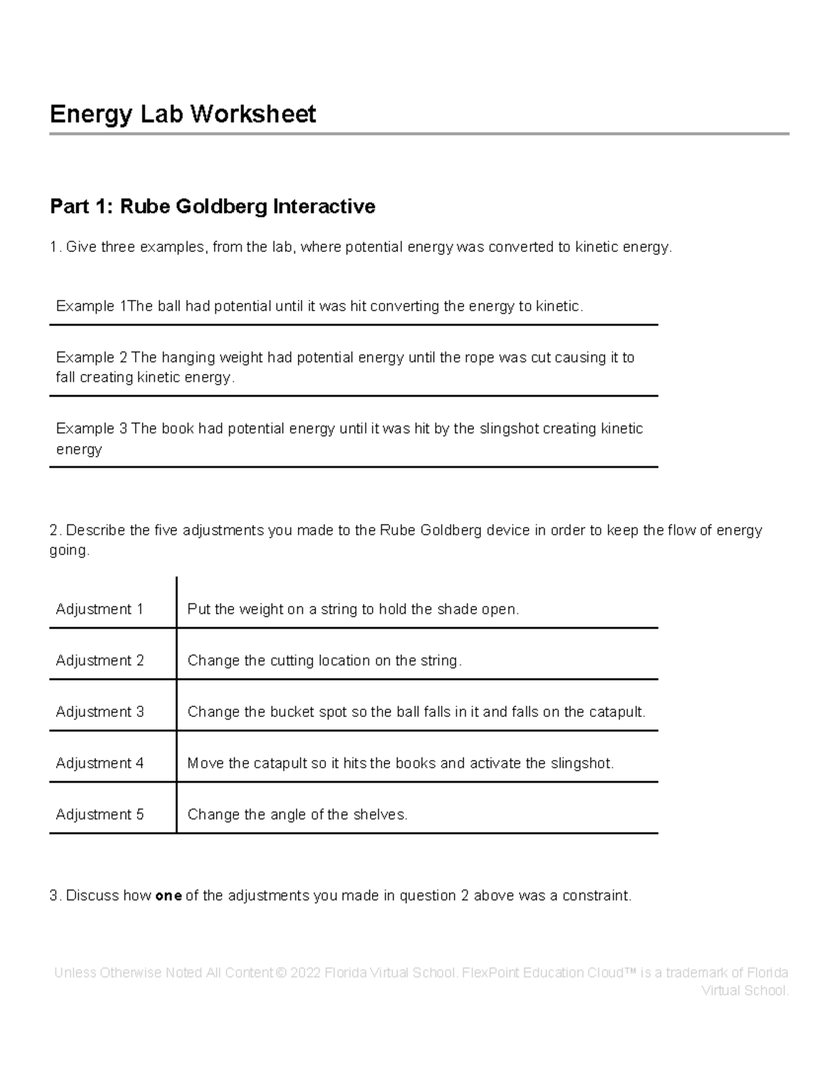 2.01 - Energy Finished - Mr deliard notes - Energy Lab Worksheet Part 1 ...