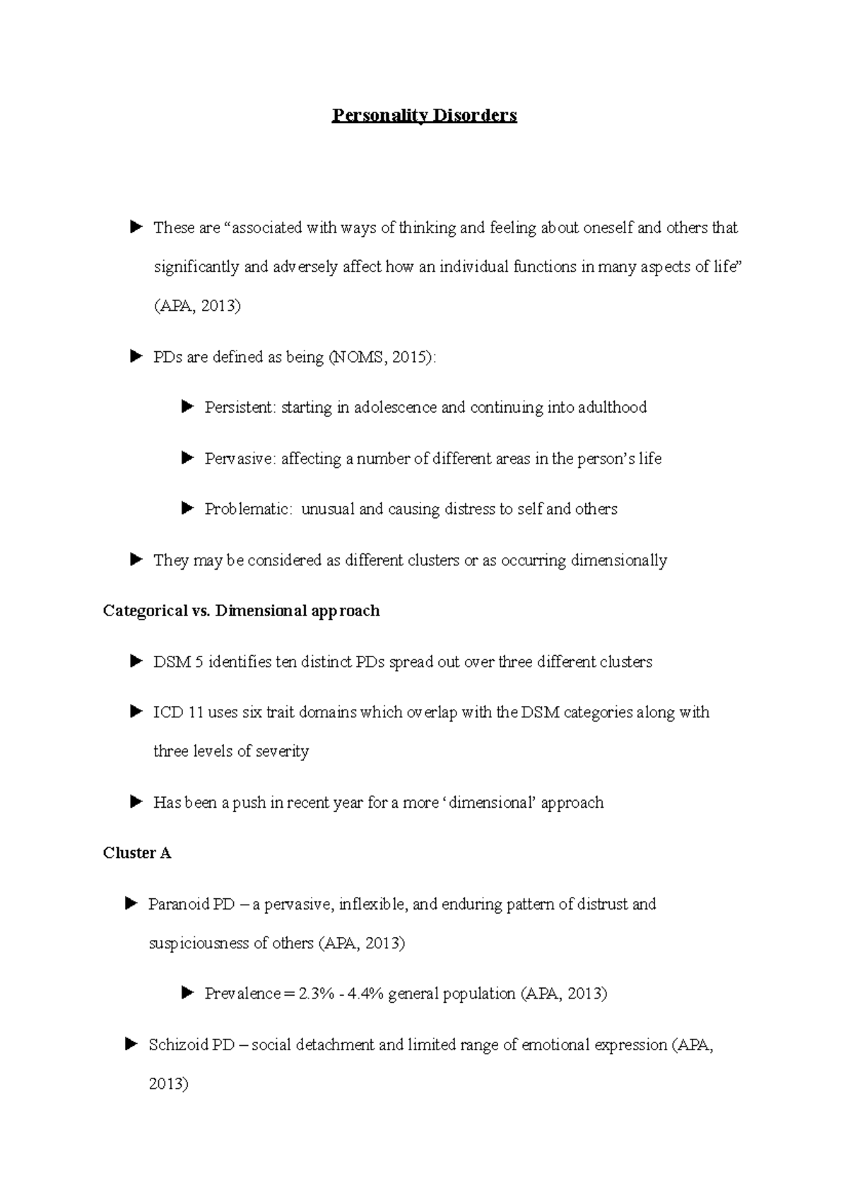 Personality Disorders - Dimensional approach DSM 5 identifies ten ...