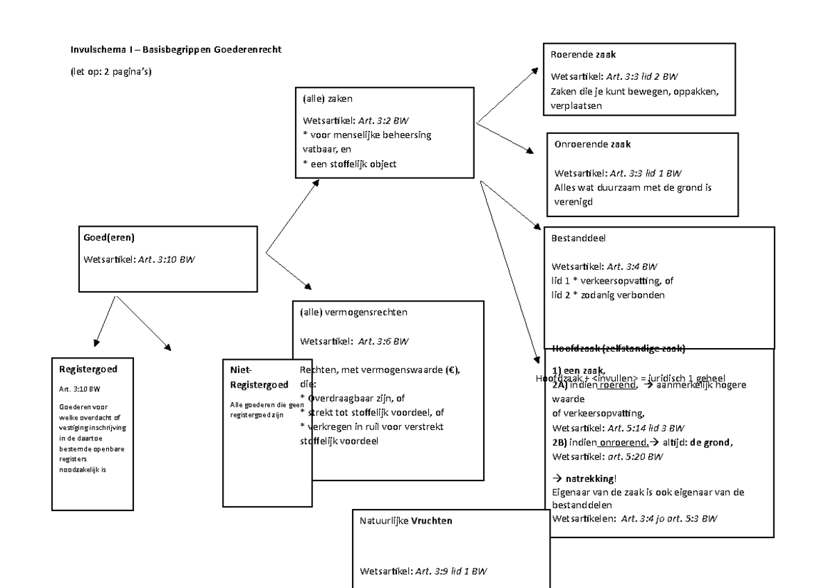 Invulschema I Basisbegrippen Goederenrecht - Invulschema I ...