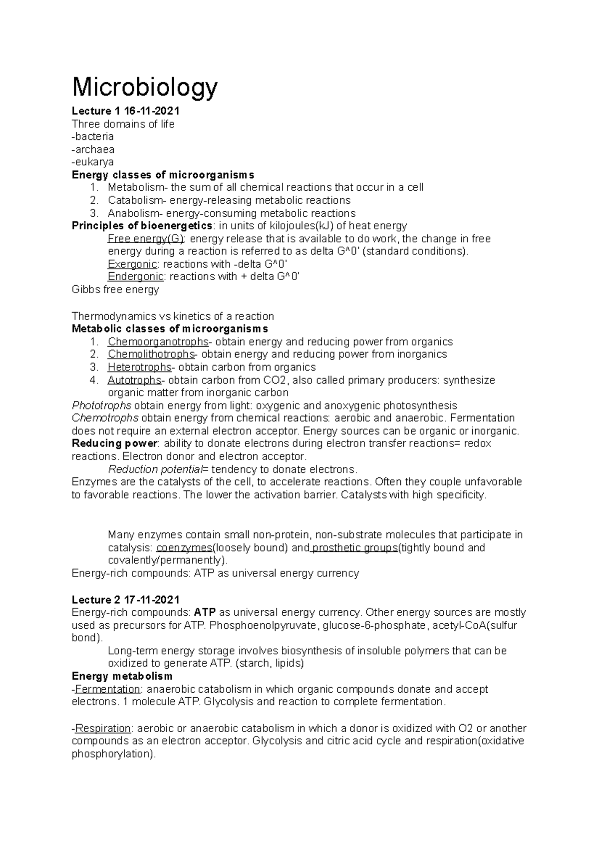 Microbiology notes till midterm - Microbiology Lecture 1 16-11- Three ...
