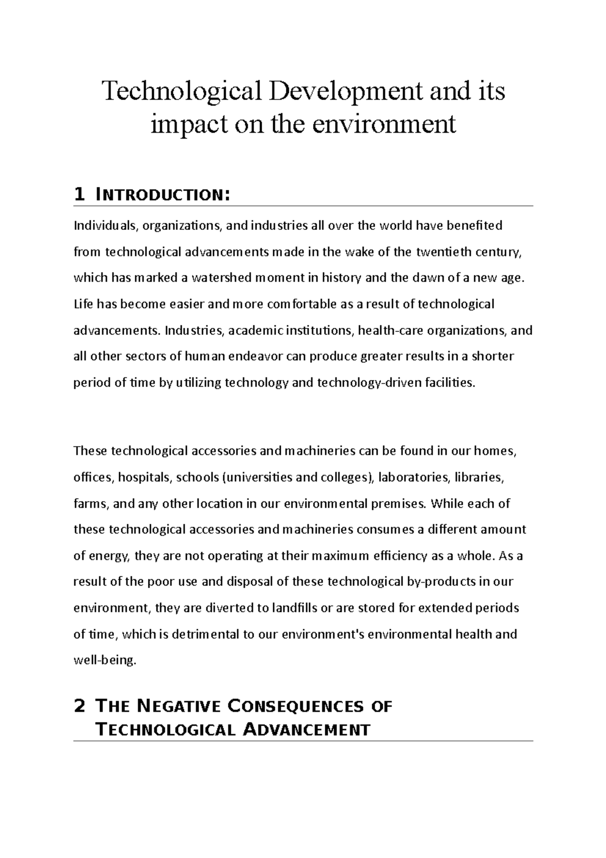 Technological Development and its impact on the environment ...