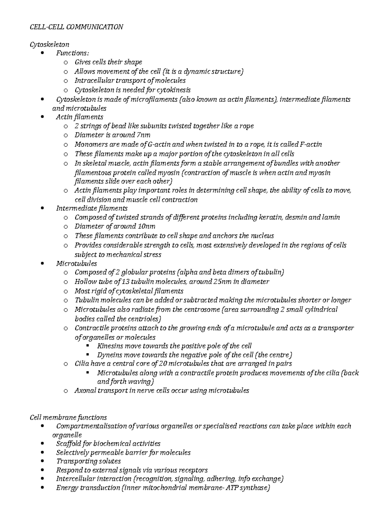 Cellular and extracellular components, membrane junctions ...