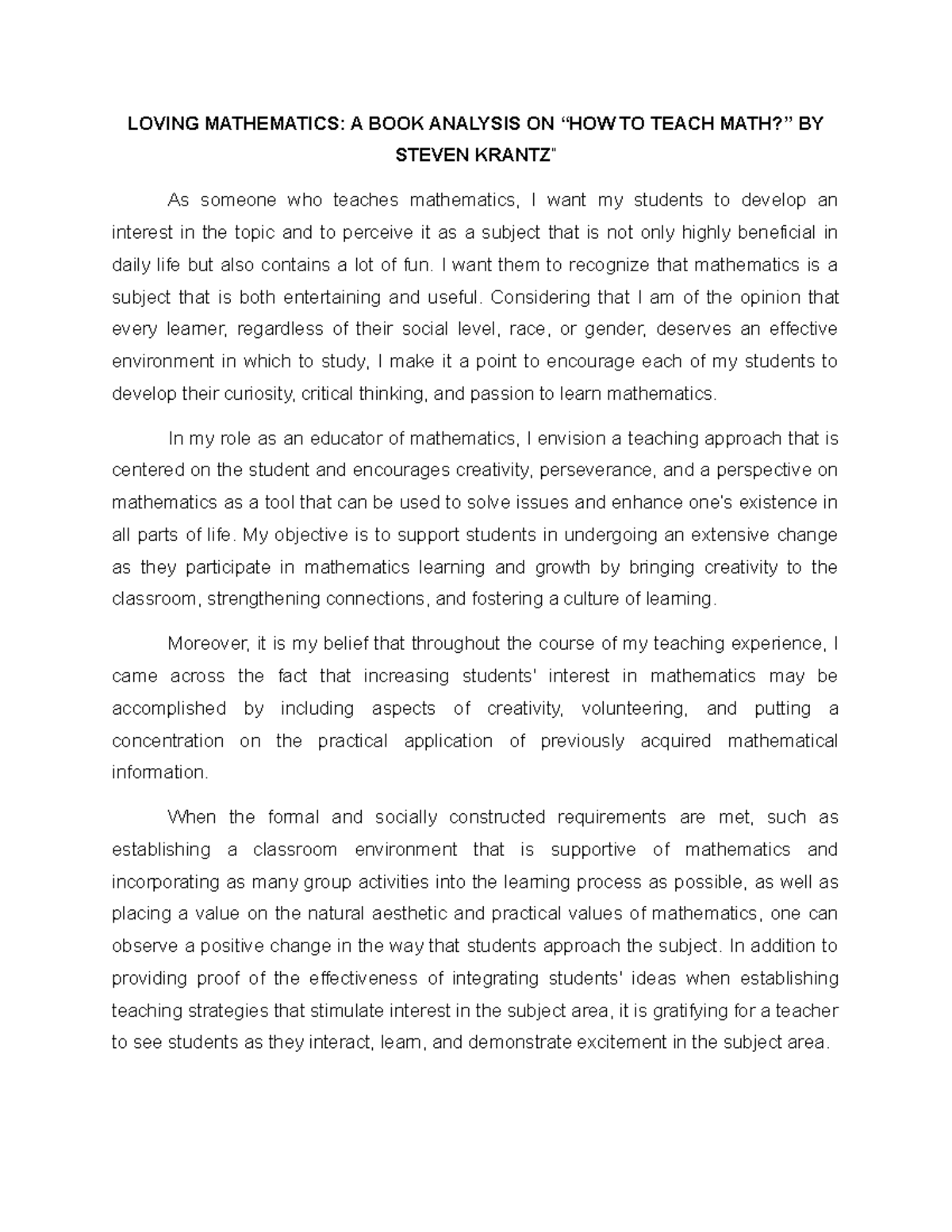 BOOK Review 3 - LOVING MATHEMATICS: A BOOK ANALYSIS ON “HOW TO TEACH ...