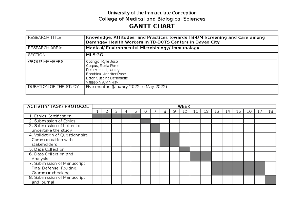 Gantt Chart and Progress Report - University of the Immaculate ...