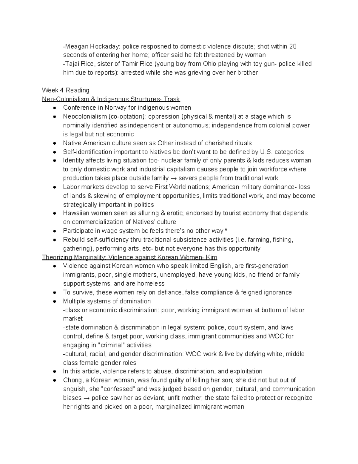 Feminist Studies 60 Notes 20 -Meagan Hockaday: police resposned to ...