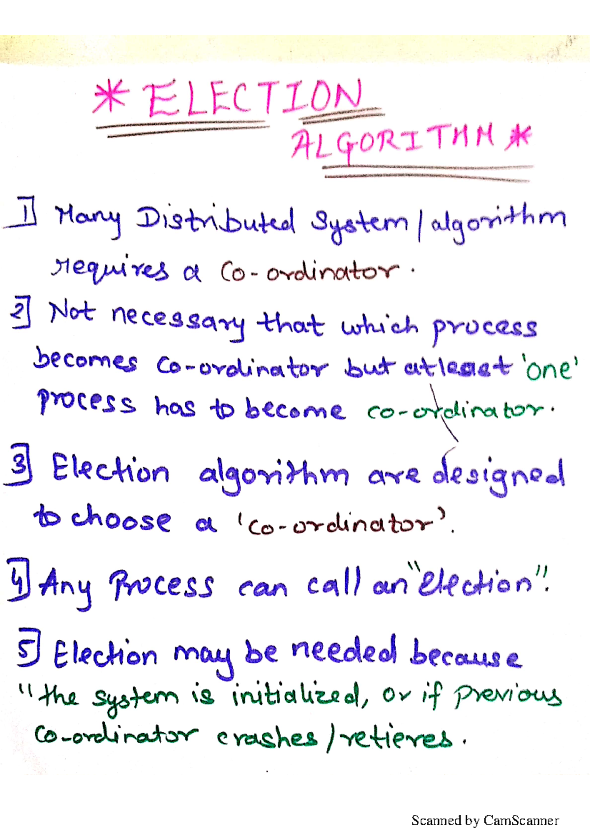 Election Algorithm Notes - computational intelligence - Studocu