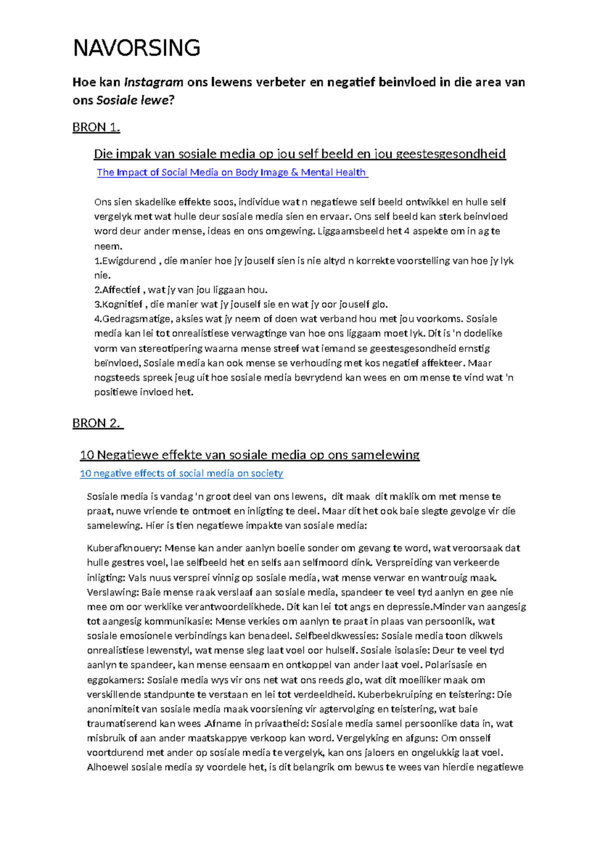 Navorsing - Ejej - NAVORSING Hoe kan Instagram ons lewens verbeter en ...