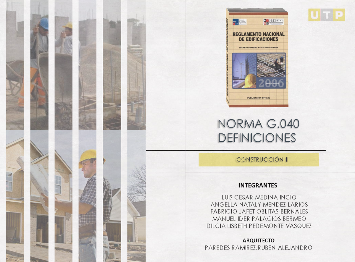 Norma G.040 - Construcción II - NORMA G. DEFINICIONES LUIS CESAR MEDINA ...