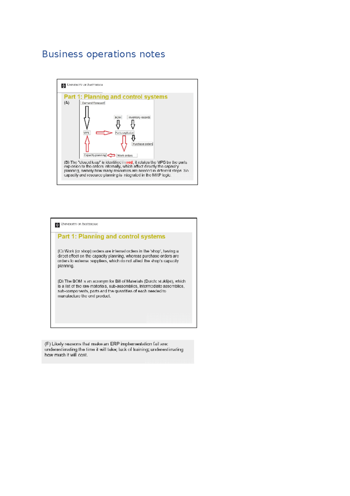 Business operations notes - Business Operations and Processes - Studeersnel