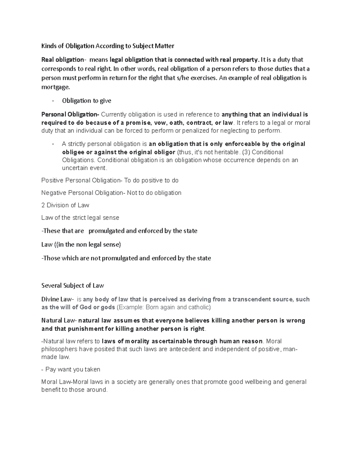 Law kiray - enjoy - Kinds of Obligation According to Subject Matter ...