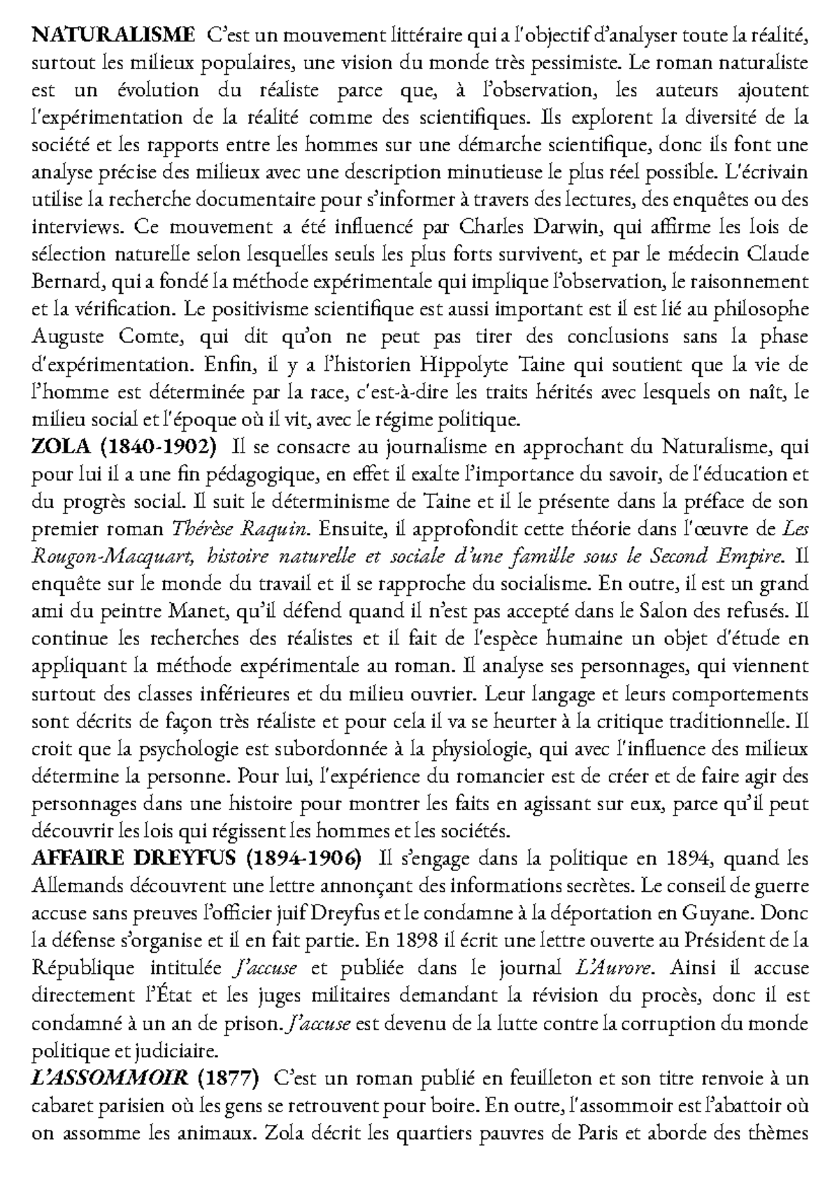 Naturalisme, Zola, l'Assommoir, Germinal - NATURALISME C’est un ...