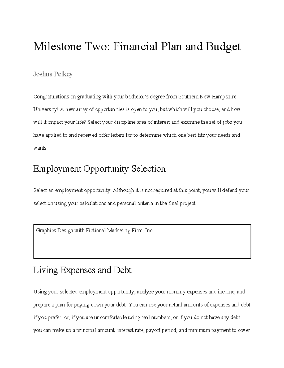 5-5-1 finiancial plan and budget - Milestone Two: Financial Plan and ...