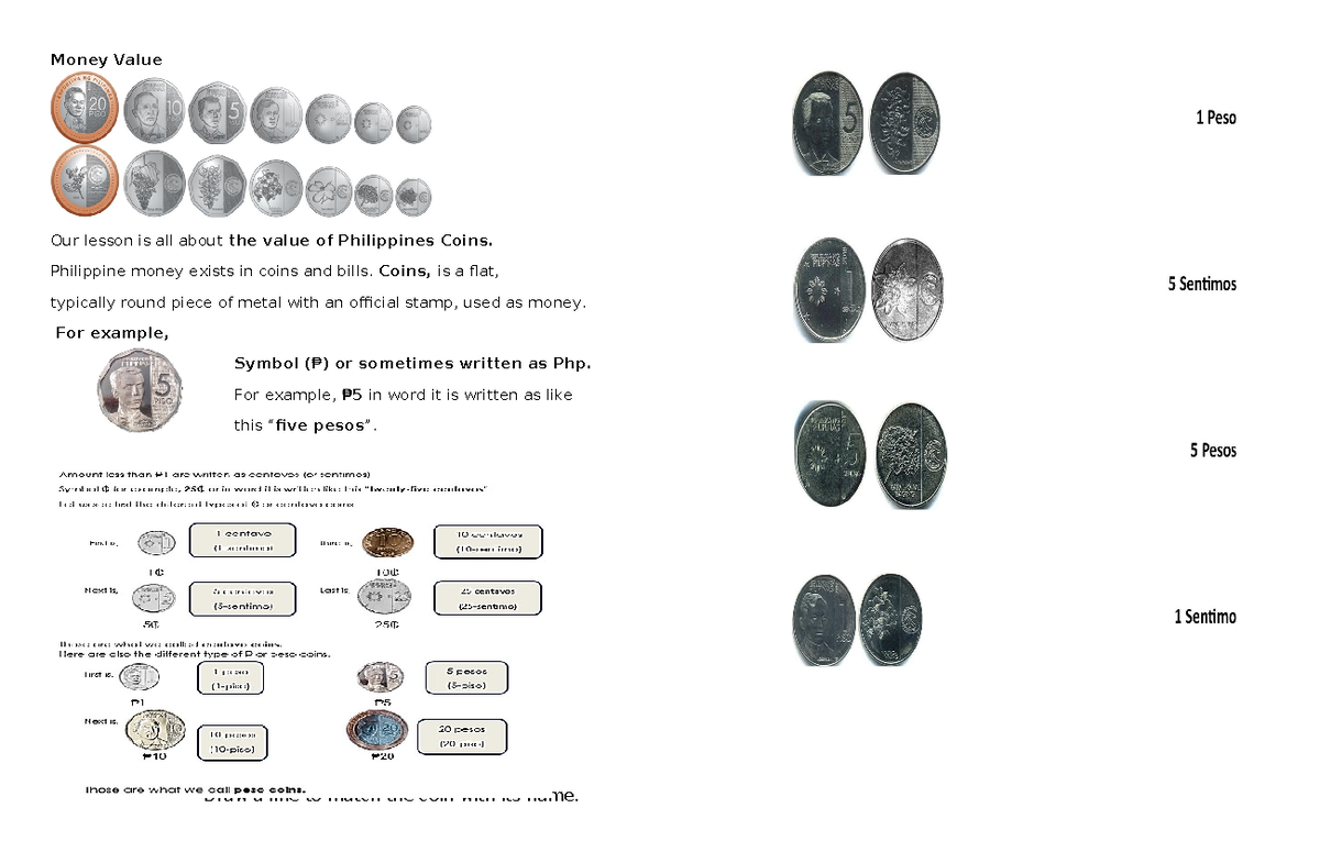 Identifying Philippine Money Interactive Worksheet Live Worksheets