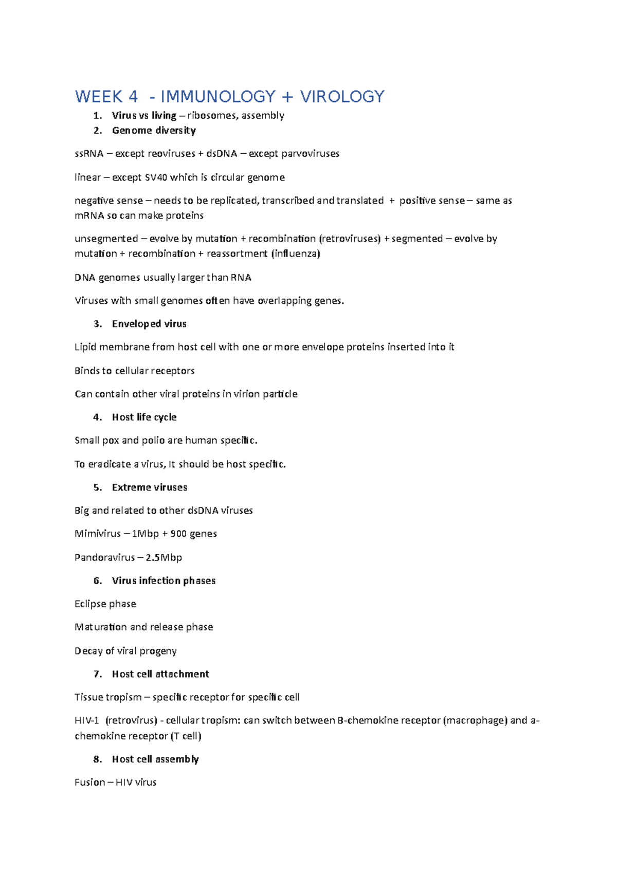 CBG Immunology + Virology summary notes - WEEK 4 - IMMUNOLOGY ...