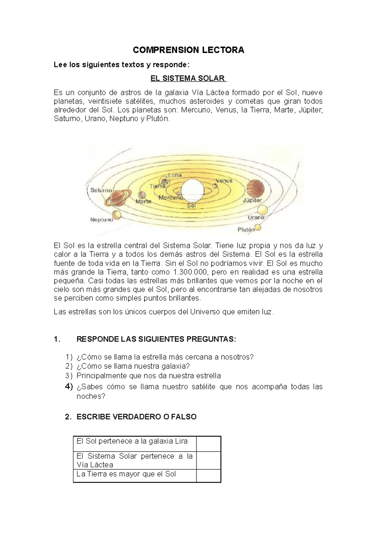 Comprension Lectora 2DO - COMPRENSION LECTORA Lee los siguientes textos ...