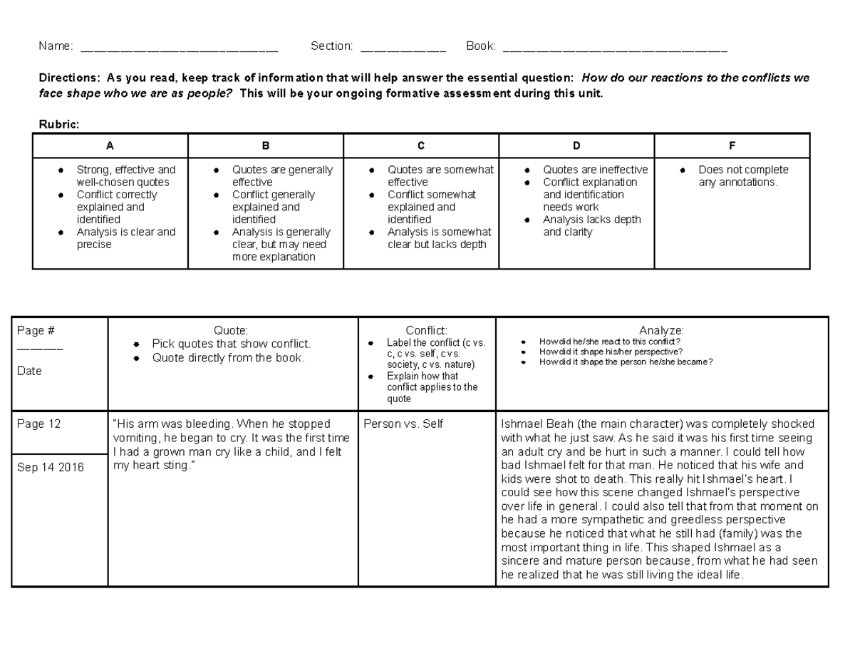 Conflict Annotations - Name: ______________________________ Section ...