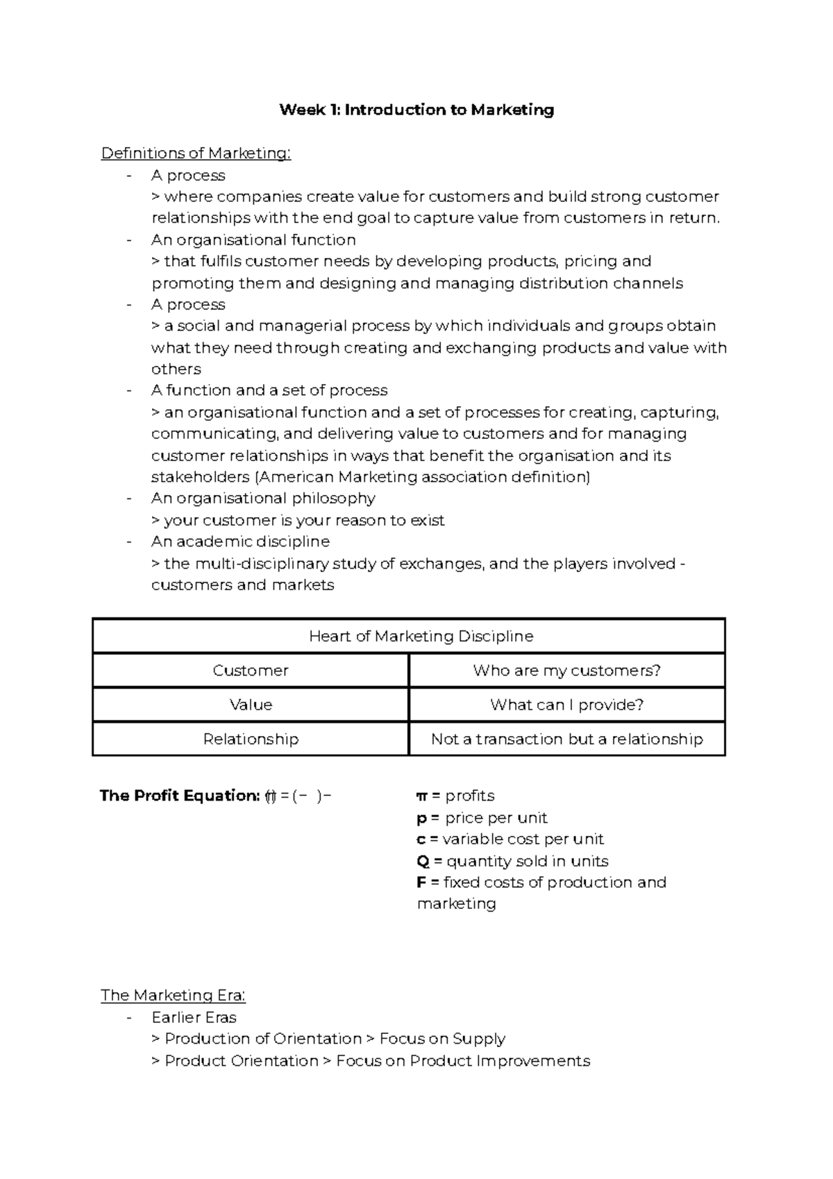 Marketing Notes - note summary - Week 1: Introduction to Marketing ...