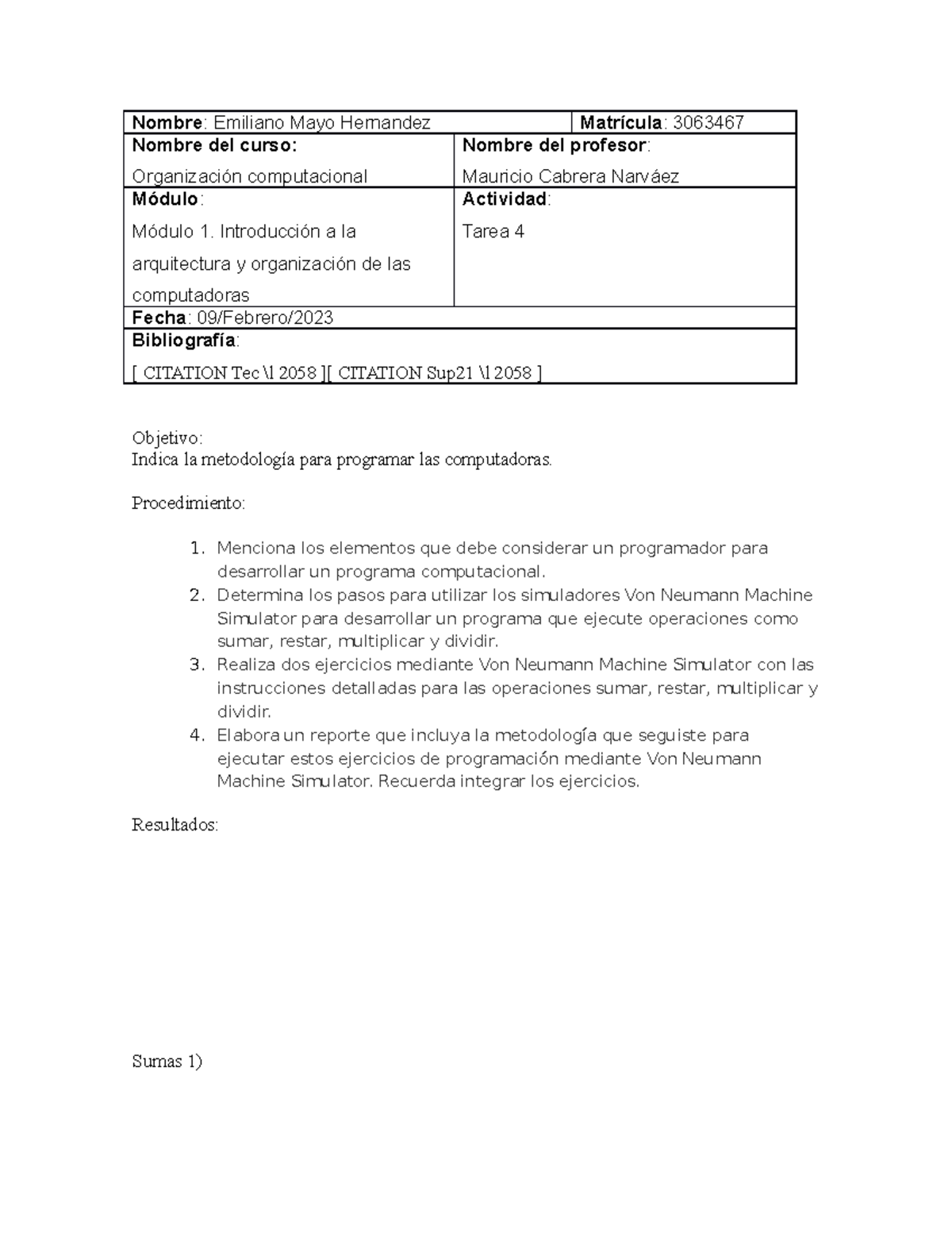 Tarea 4 -Organizacion Computacional - Nombre: Emiliano Mayo Hernandez ...