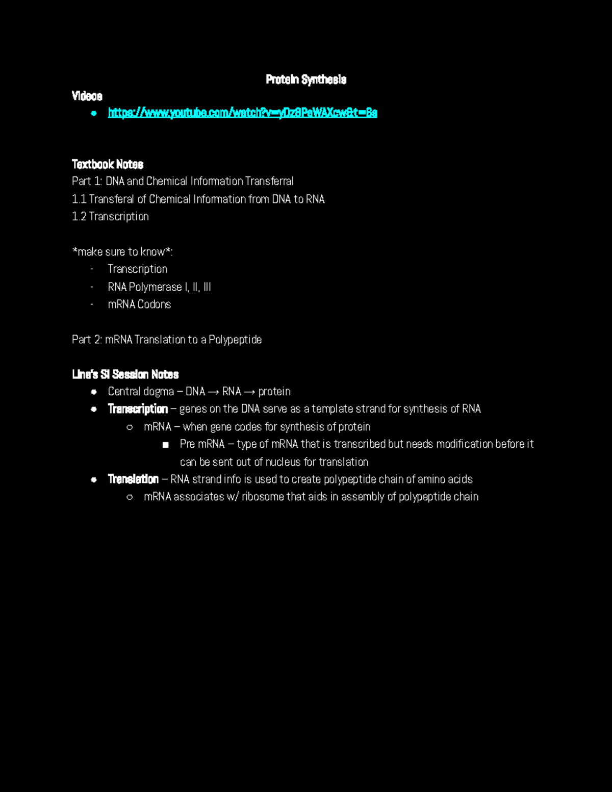 Protein synthesis - notes from different resources - Protein Synthesis ...