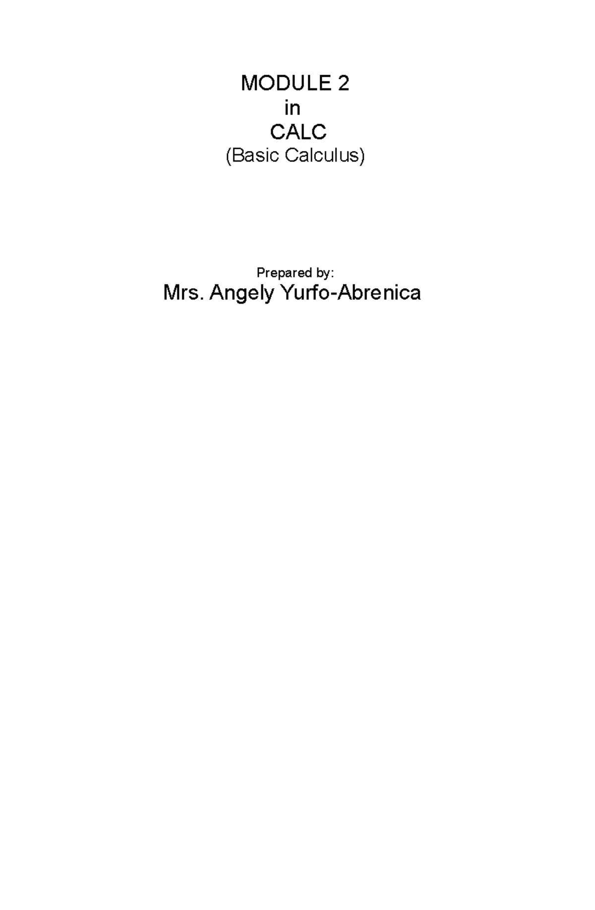 Module 2 in CALC Basic Calculus Abrenica - MODULE 2 in CALC (Basic ...