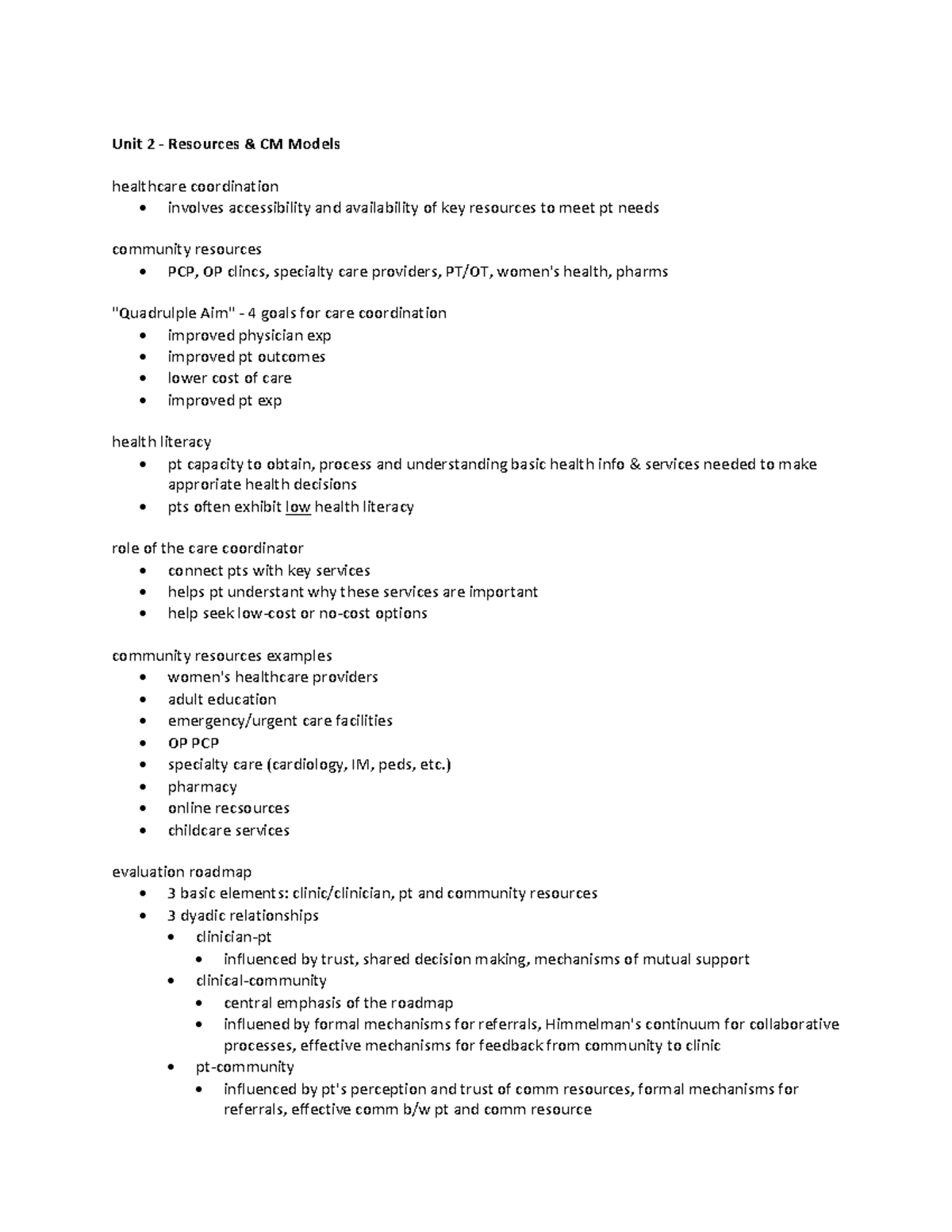 Unit 2 - Unit 2 lecture notes - Unit 2 - Resources & CM Models ...