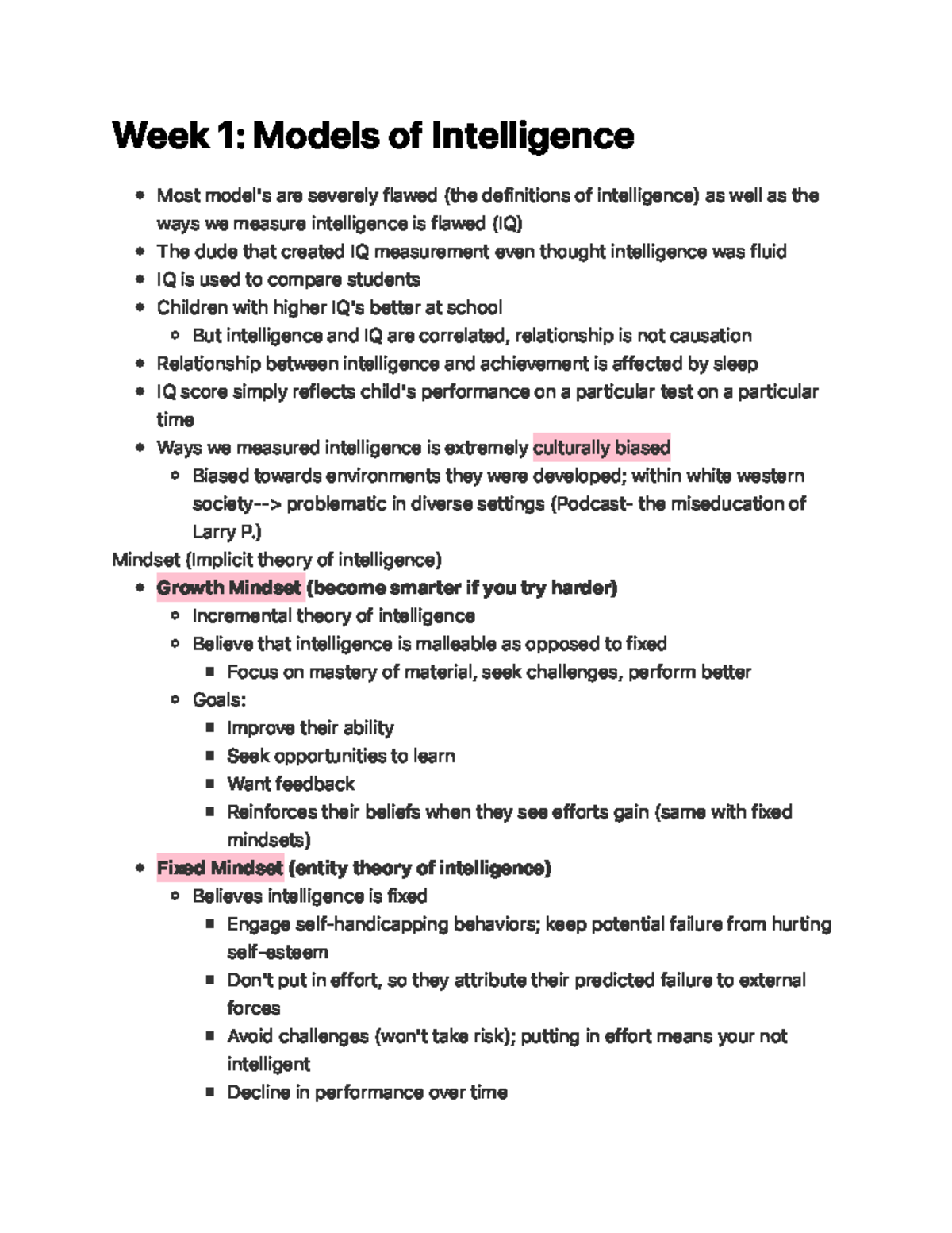 Week 1 Models of Intelligence - Week 1: Models of Intelligence Mindset ...