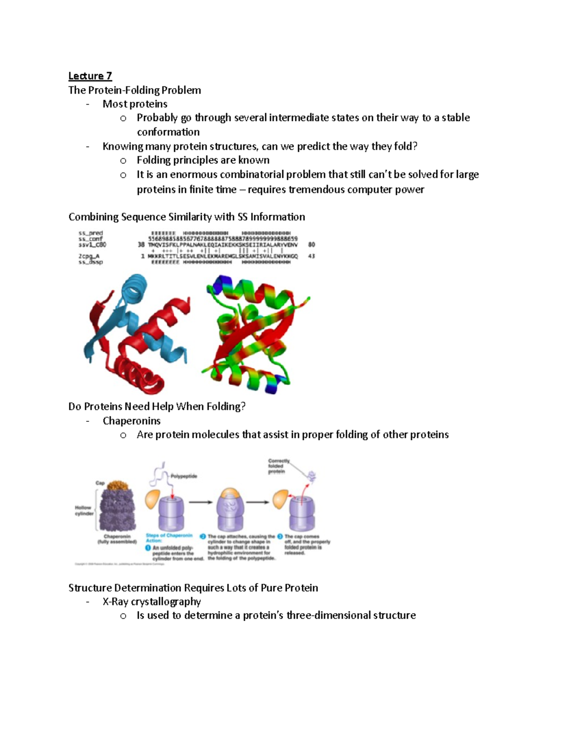 BIOB 160 Lecture 8 9:13:19 - Lecture 7 The Protein-Folding Problem ...
