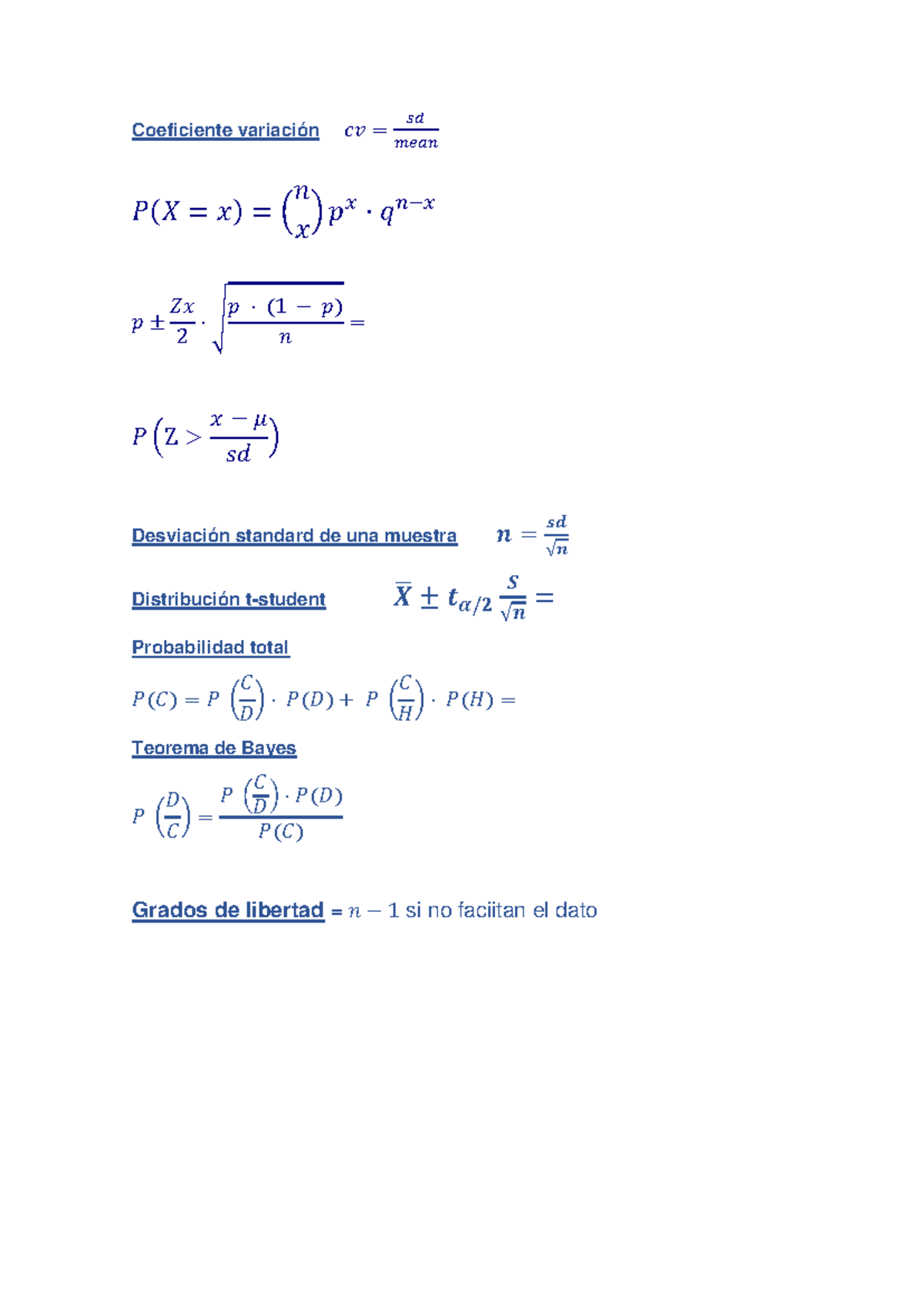 Datos y fórmulas - formulas importantes para memorizar y revisar ...