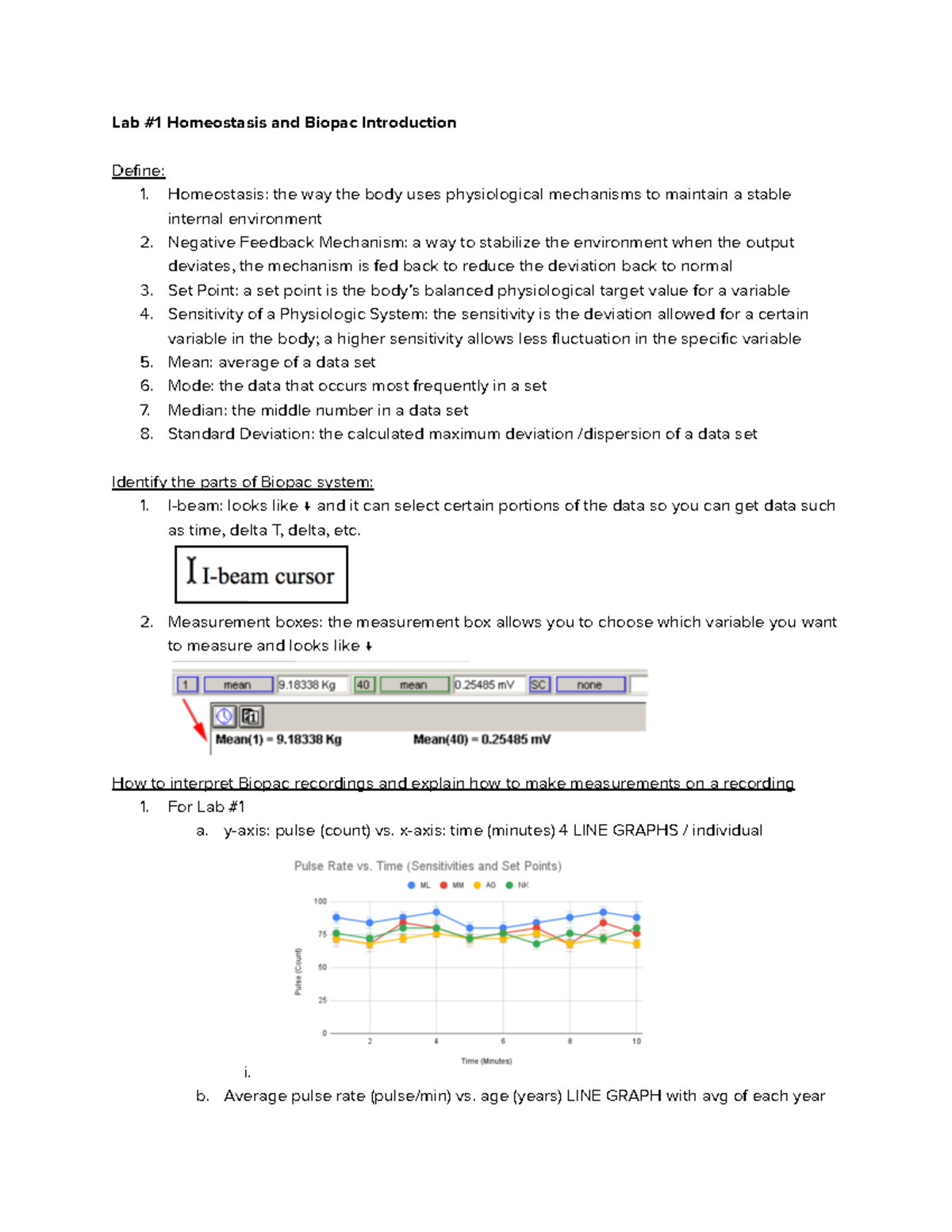 Lab 1 homeostasis - Lab #1 Homeostasis and Biopac Introduction Deûne: 1 ...