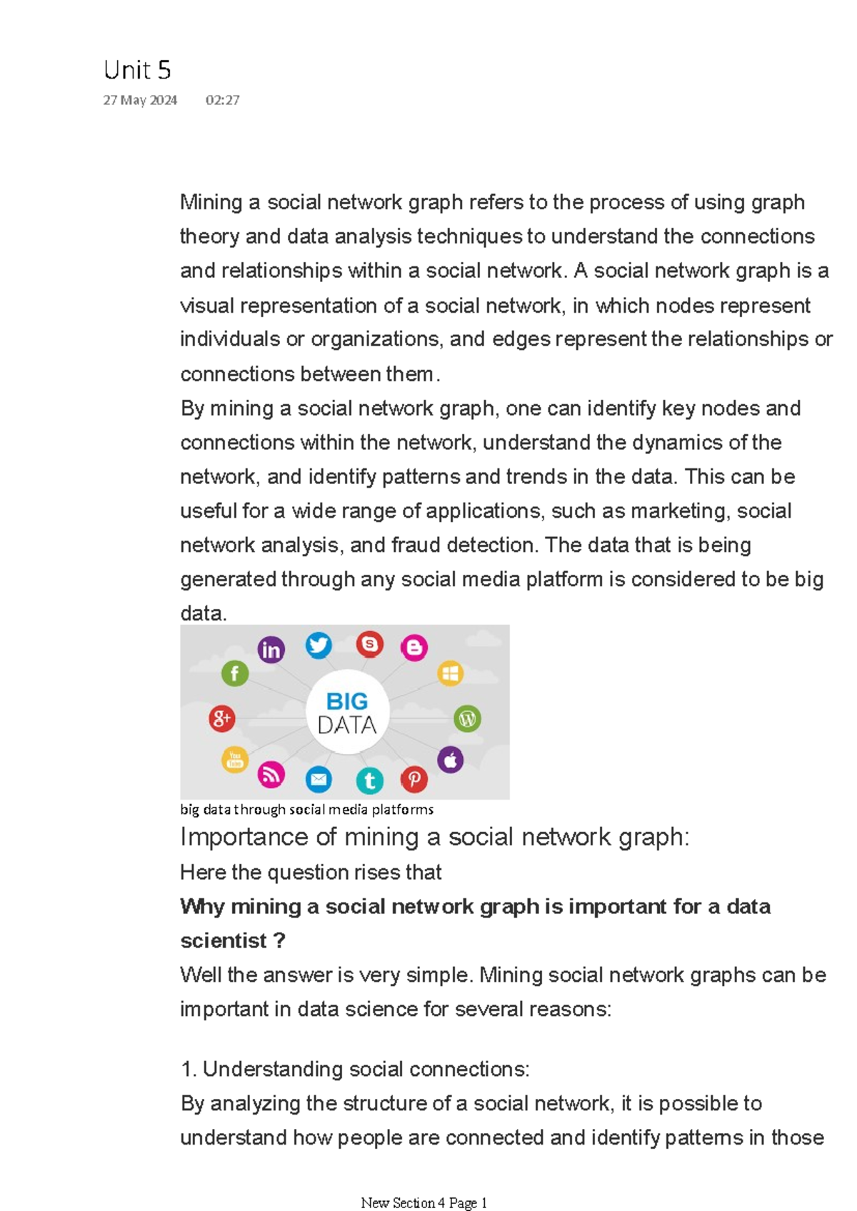 Social mining - Mining a social network graph refers to the process of ...