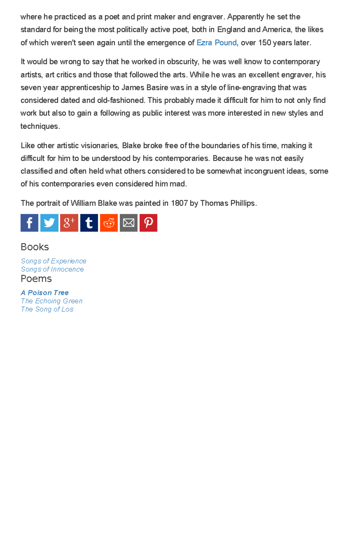 Where he practiced as a poet and print maker and engraver - Apparently he set the standard for ...