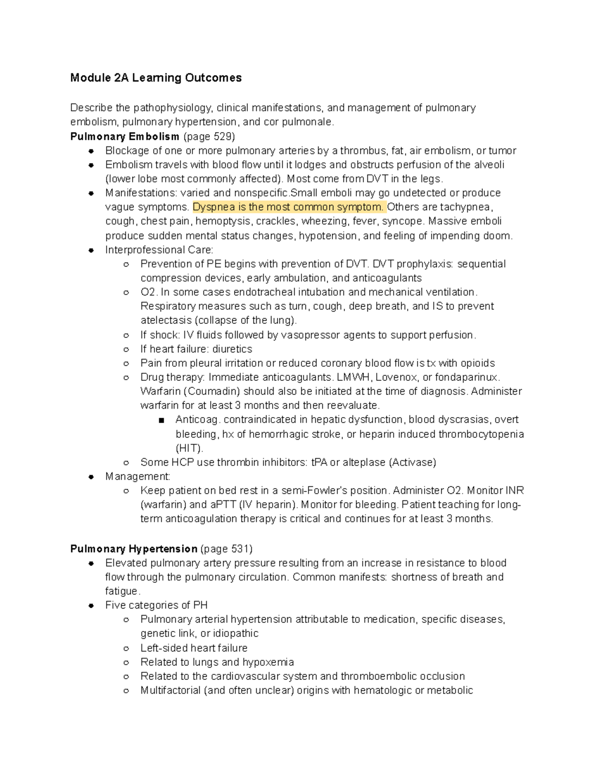 Acute Care Module 2 Review - Module 2A Learning Outcomes Describe the ...
