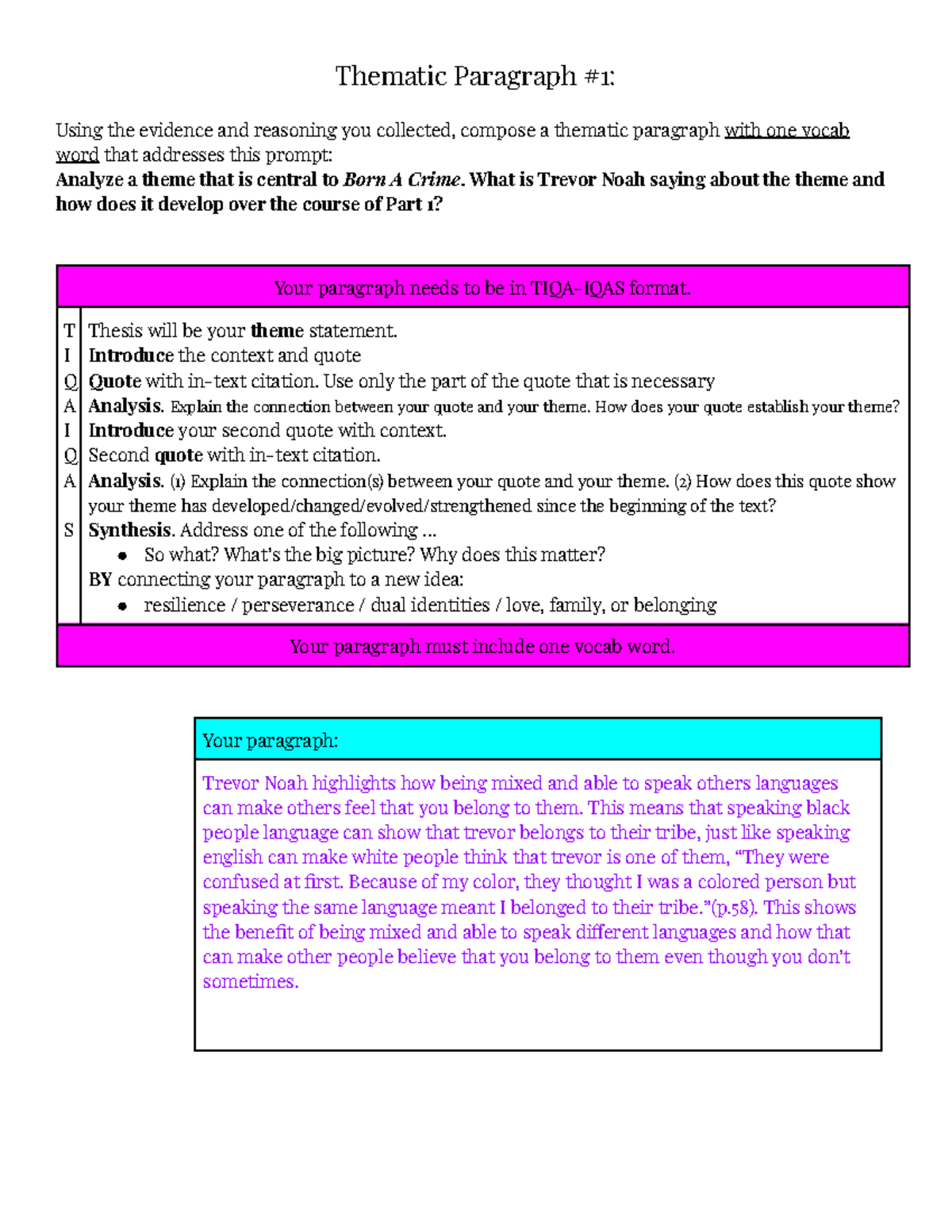 Ayhem Al-Kofahi - Thematic Paragraph - Thematic Paragraph #1: Using the ...