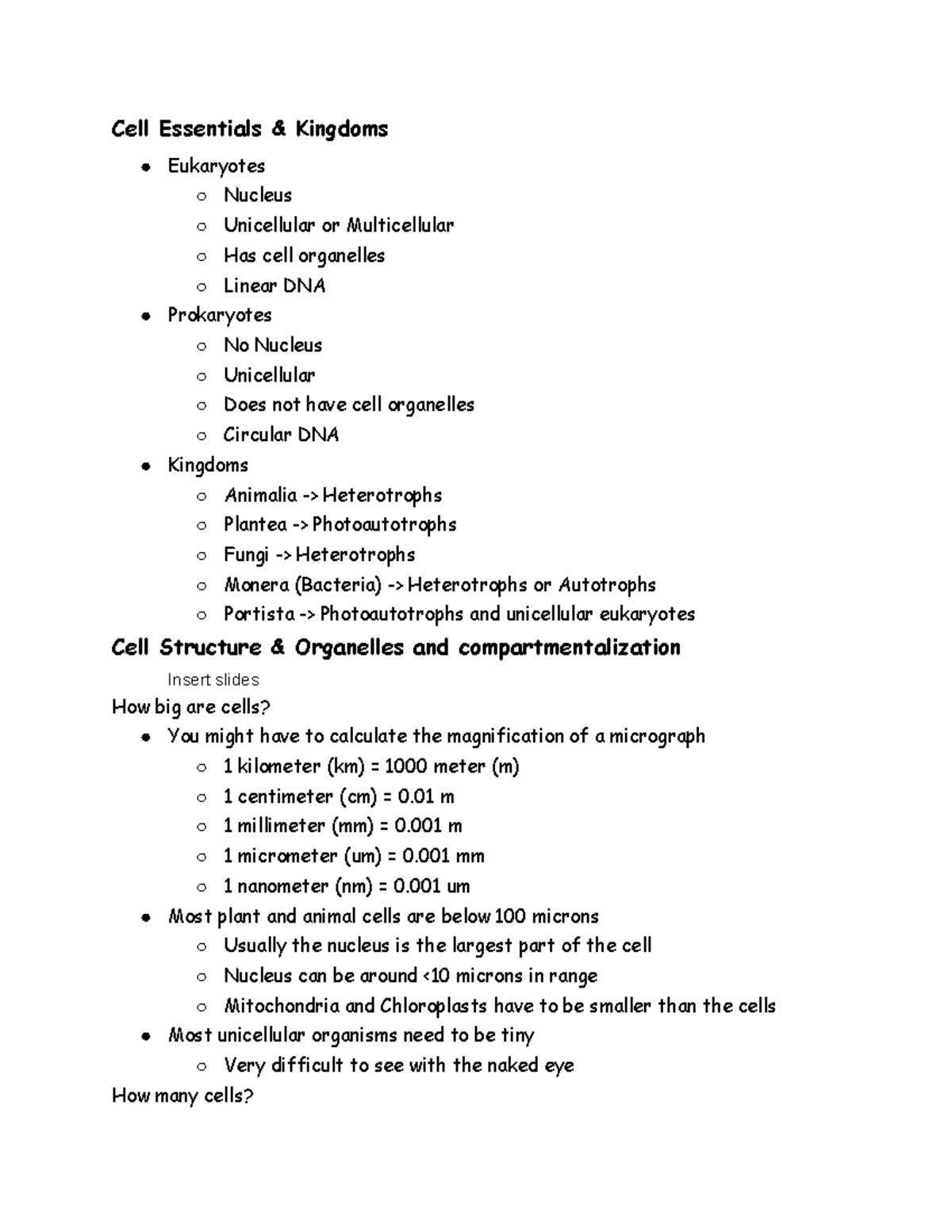 IB BIO NOTES - CELL STRUCTURE + ORGANELLES - Cell Essentials & Kingdoms ...