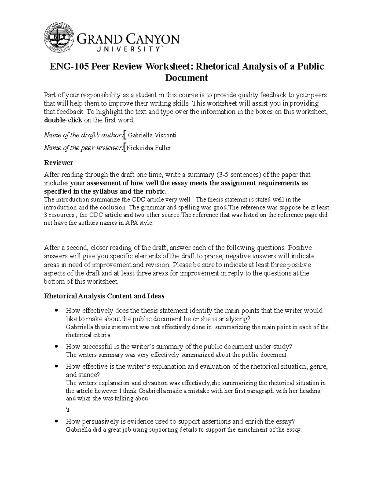 ENG105 Rhetorical Analysis Peer Review Worksheet ONL (4) - ENG-105 Peer ...