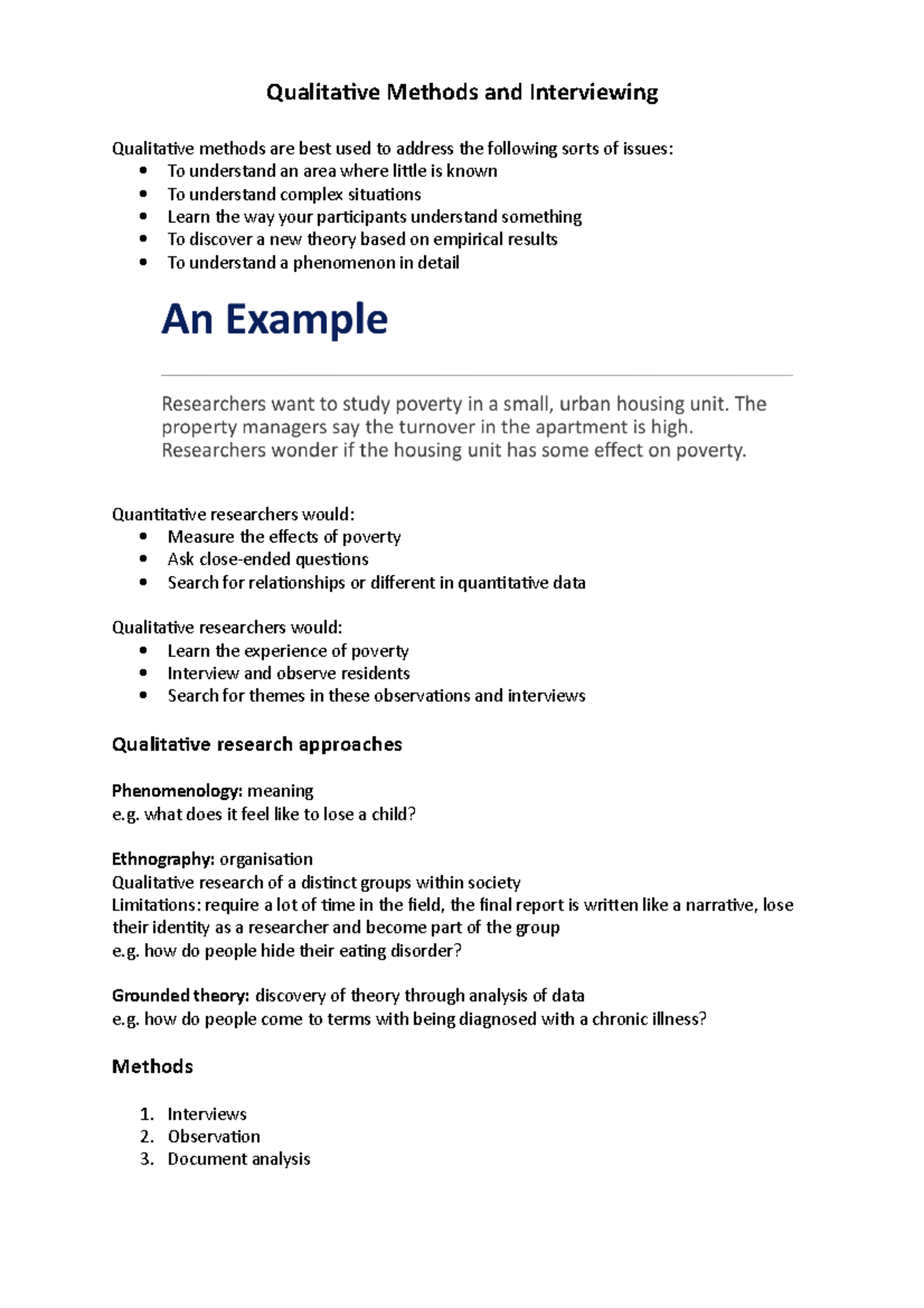 Week 10 - Qualitative Methods and Interviewing - Qualitative Methods ...