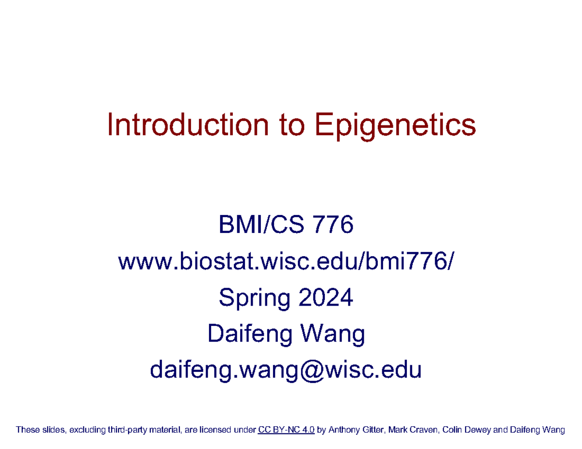 Epigenetics-intro - Epigenetic regulation - Introduction to Epigenetics ...